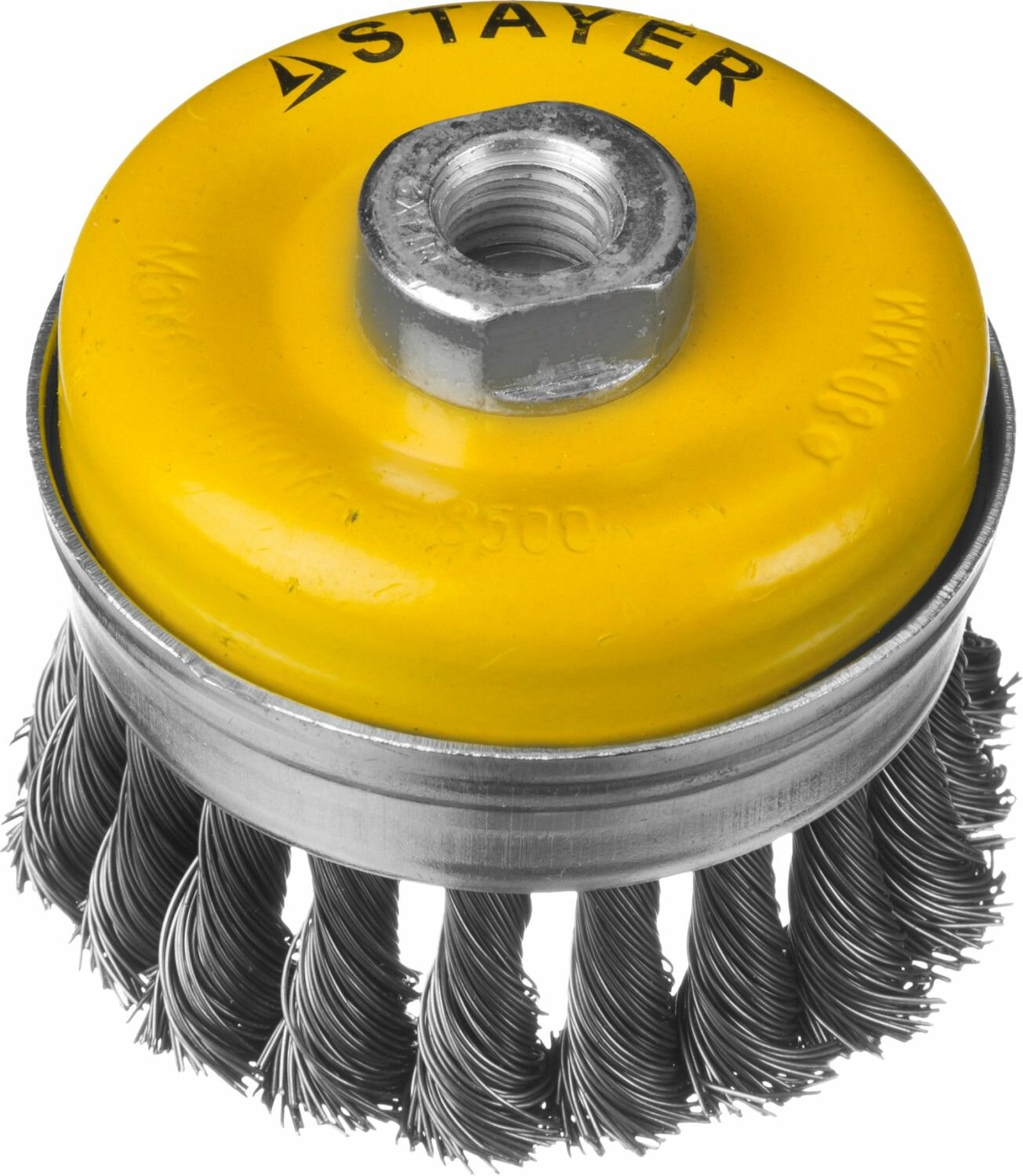 Чашечная щетка-крацовка STAYER, 80 мм, жгутированная стальная проволока 0.5 мм, для УШМ, профессиональная 35137-080