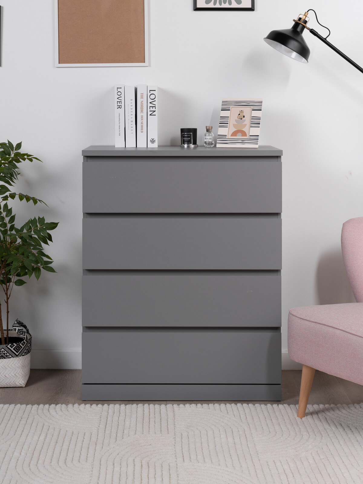 Комод для одежды с ящиками, 80х40х100 см, эмаль, серый Гуд Лакк Варма