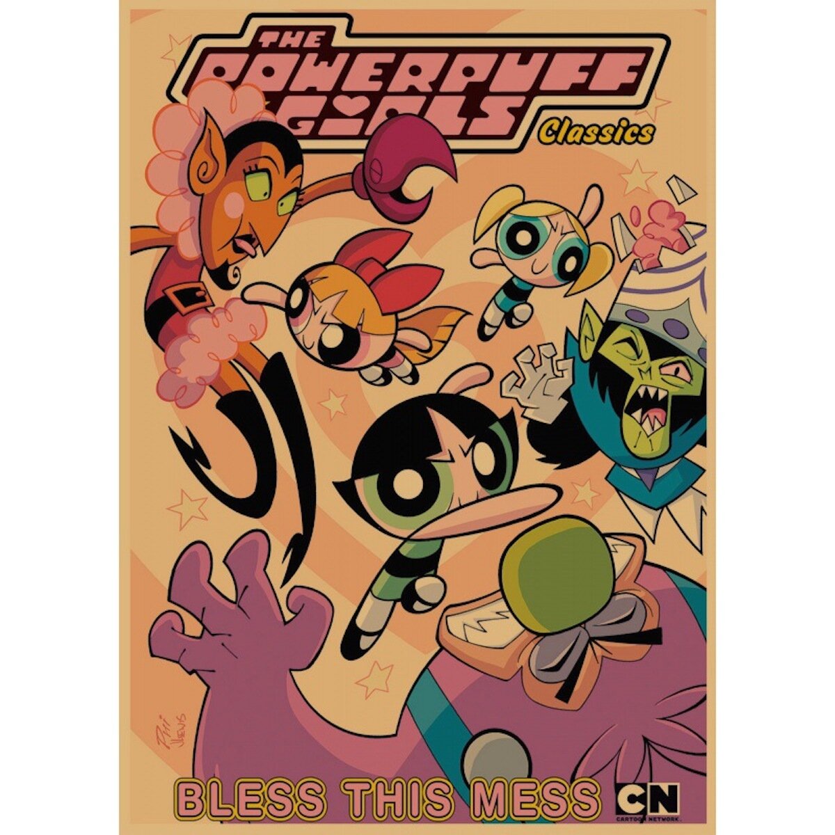 Аниме постер "Суперкрошки" - настенное искусство, картина, декор для дома, семейный декор, постер, печать на стену.