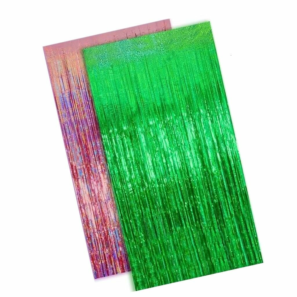 2 штуки, занавес для украшения лазерной вечеринки-лазерный розово-зеленый