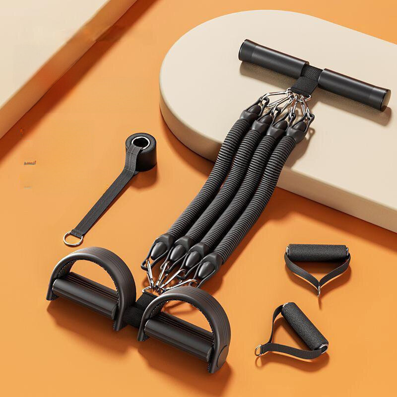 Многофункциональный педальный тягач для подтягиваний для мужчин и женщин фитнес показ мышц живота ножной тяговый канат лежачий здоровье (черный латекс)