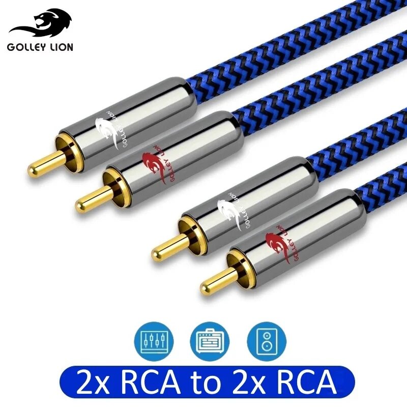Аудиокабель GOLLE YLION 2RCA - 2RCA 2RCA-2RCA (Blue), 10 м