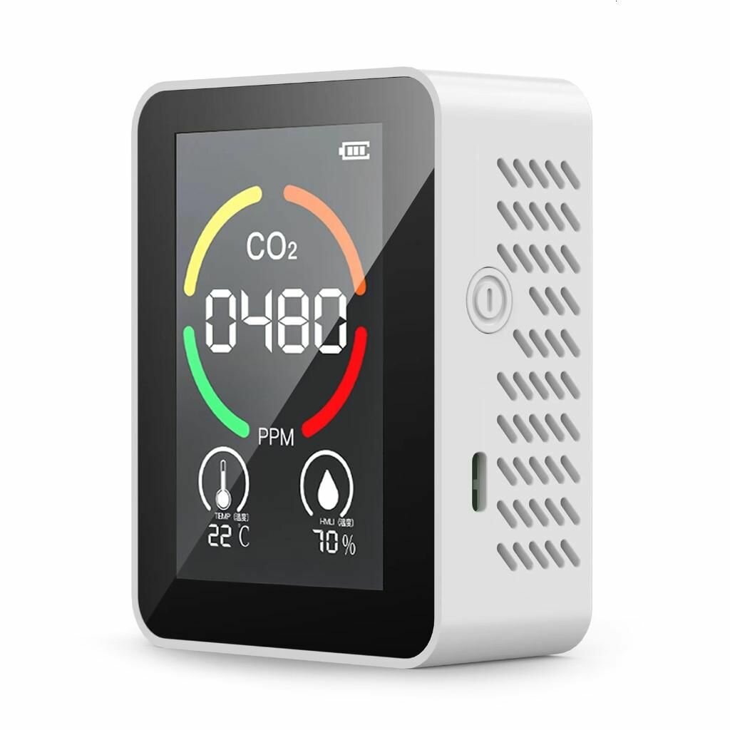 Умный датчик CO2 с дисплеем температуры и влажности, Белый
