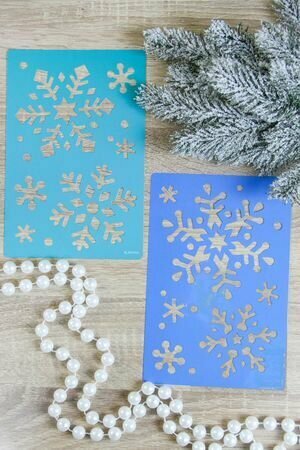 Набор трафаретов для окон и зеркал снежинки "новогодняя графика", 25х14 см, 2 шт, Peha Magic JC-10820