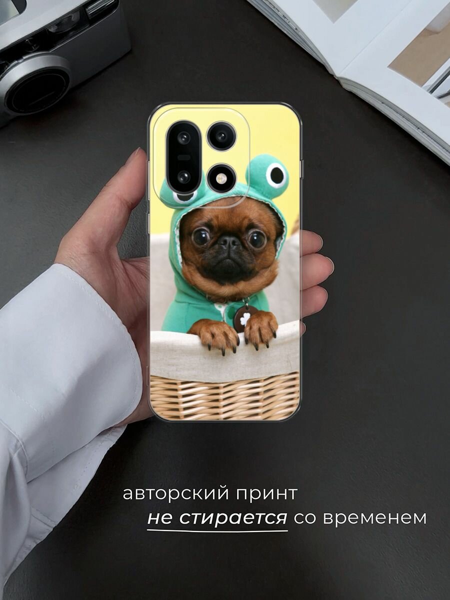 Чехол на OnePlus 15 / Ван Плас 15 с принтом Собачка в шапке лягушки — фото 1