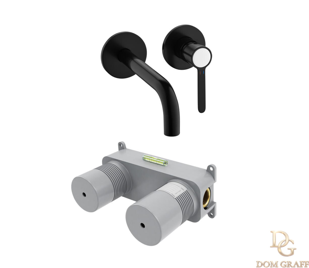 Moonlight Смеситель для раковины встраиваемый в стену 16-18,5 см черный матовый