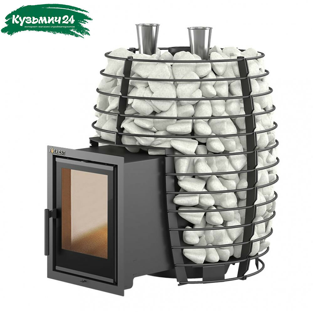 Печь для бани Everest Steam Heat 24, дверца со стеклом, 24 кВт, d115 мм, до 24 куб. м , 1 шт