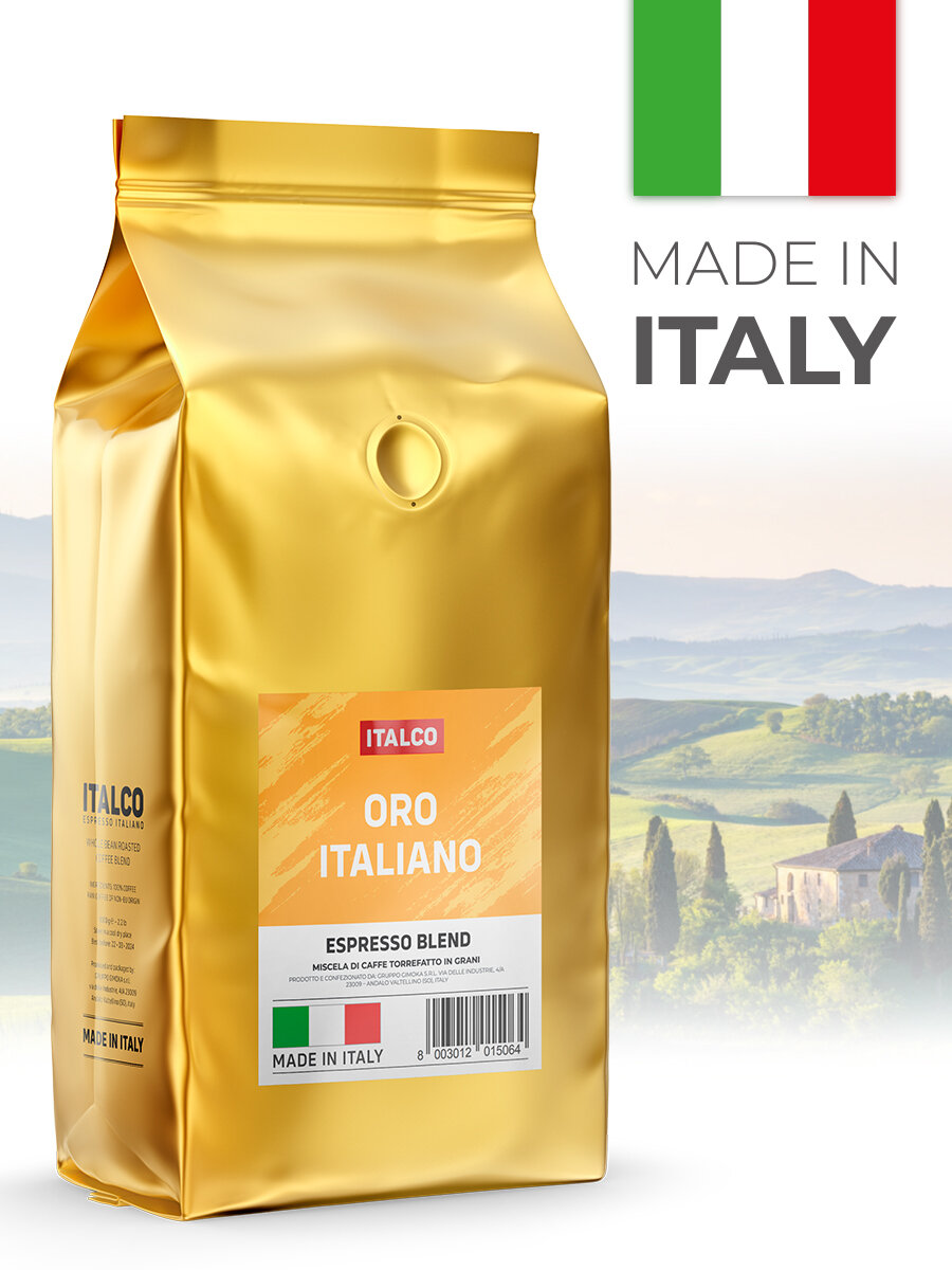 Кофе в зернах Italco Oro Italiano, средняя обжарка, арабика/робуста, 1кг