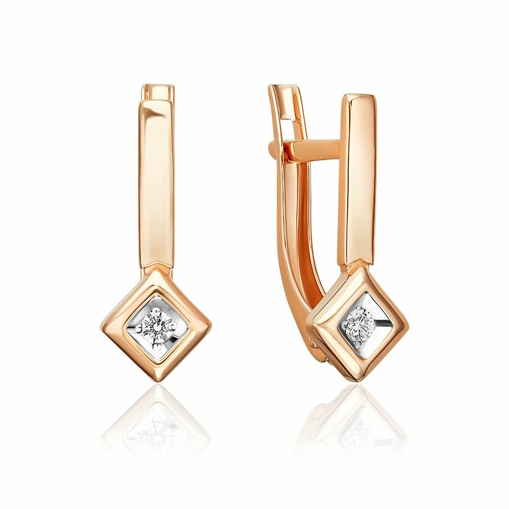 Серьги, красное золото, 585 проба, бриллиант