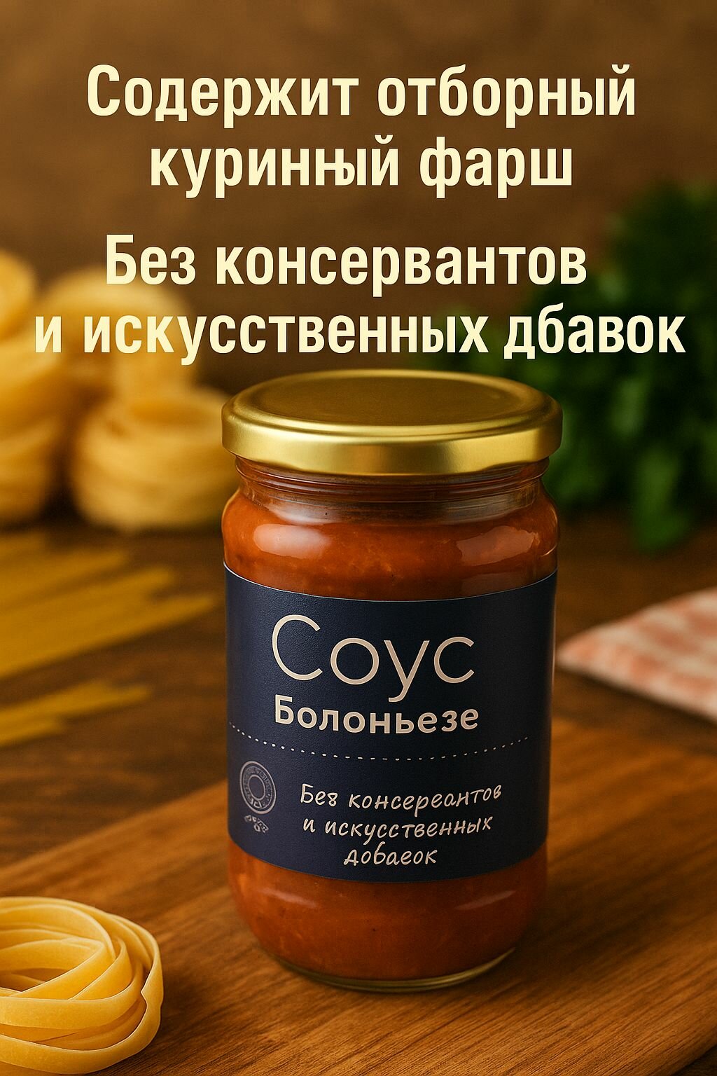 Русский ЛАД Консервы Соус Болоньезе с куриным фаршем 350 грамм, 1 стеклянная банка