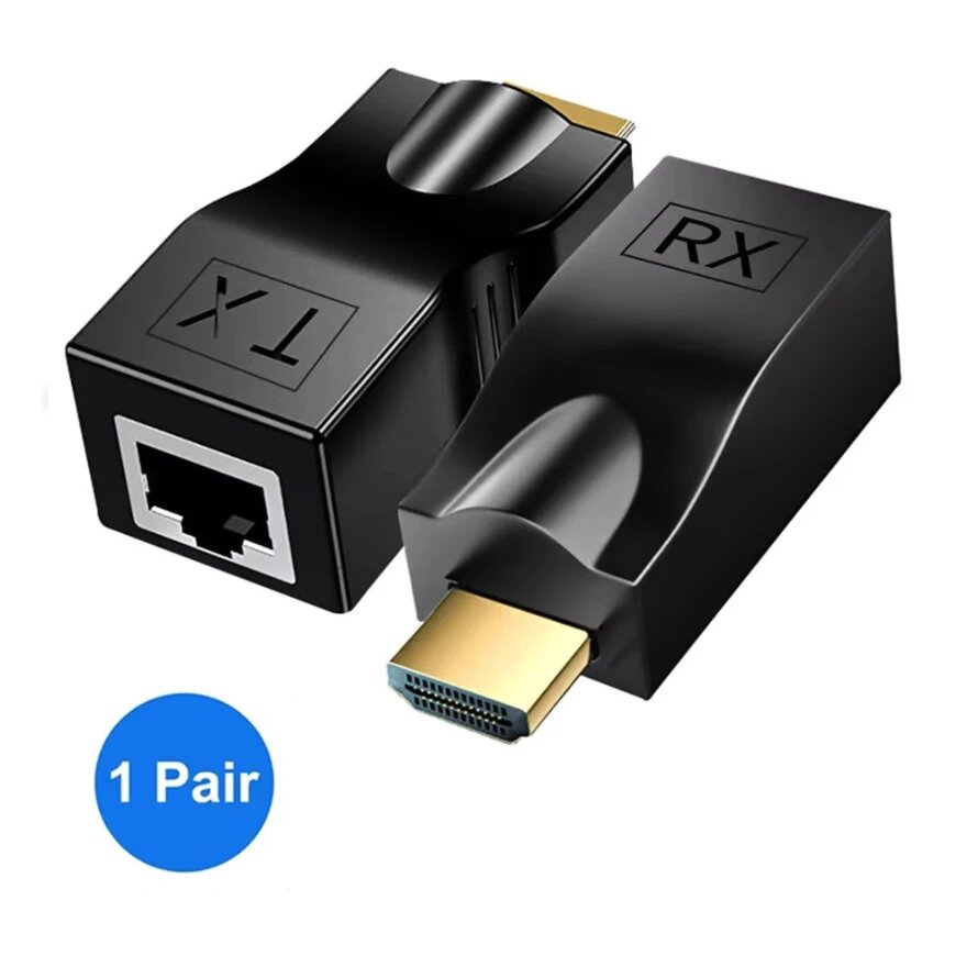 HDMI удлинитель MnnWuu 30м CAT6 черный