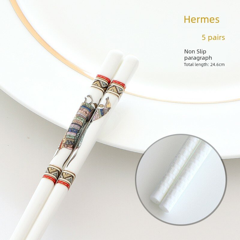 Набор из костяного фарфора с антискользящим покрытием и дизайном «Hermès», 5 пар