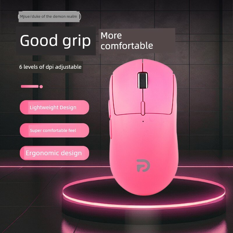MJIUE G100 Беспроводная 3-режимная Игровая Мышь для ПК и Ноутбука, Легкая, Розовая