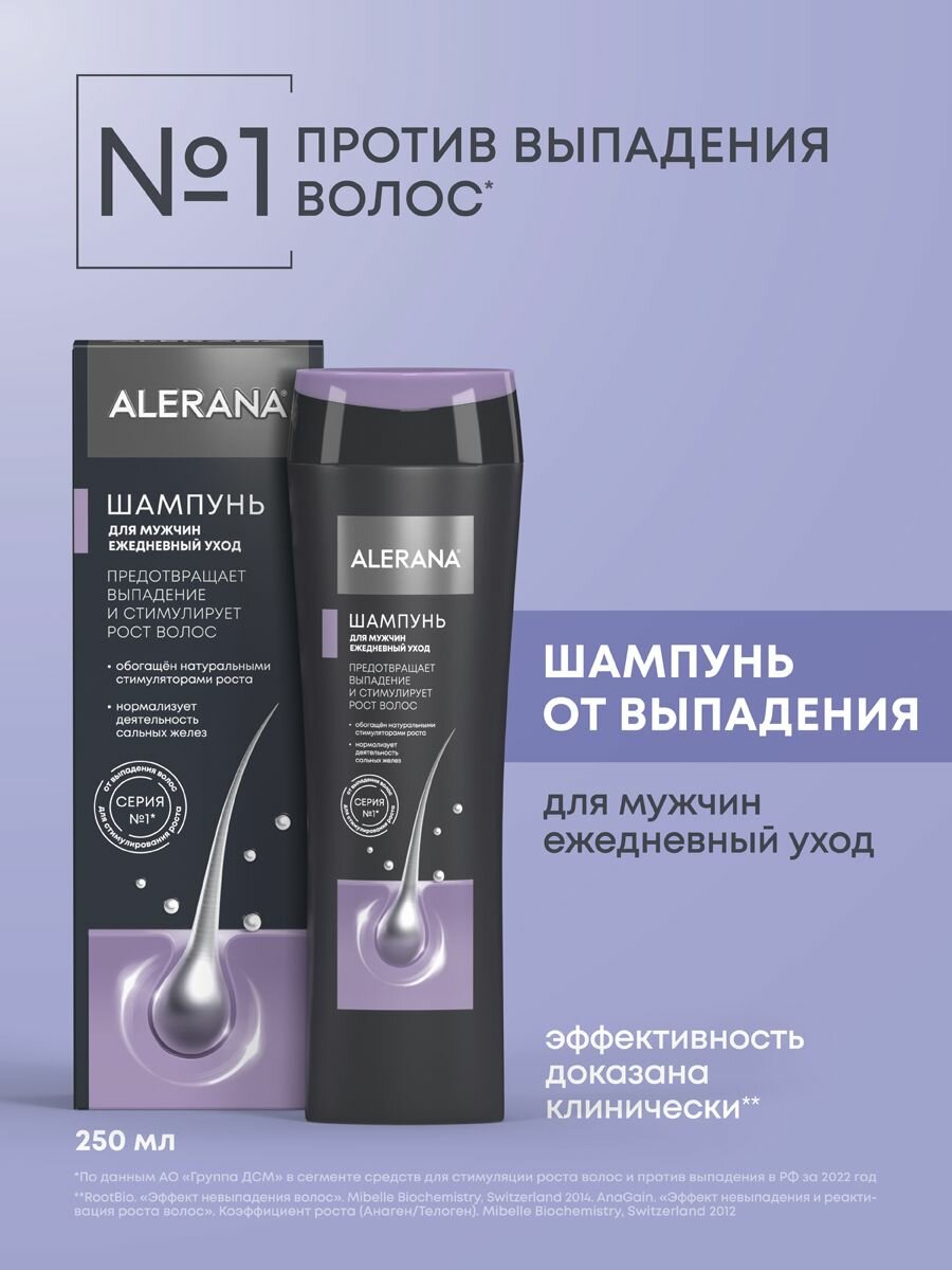 Мужской шампунь для ежедневного ухода Алерана, от выпадения, 250 мл