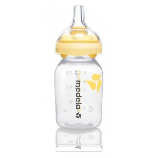 Бутылочка для кормления малыша, сбора и хранения грудного молока Medela со смартсоской Calma для детей с рождения, без бисфенола (BPA Free), 150 мл, желтая, 1 штука