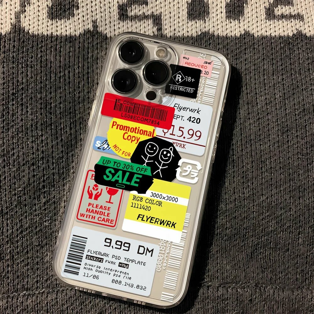 Чехол для телефона с этикеткой Streetwear для iPhone 17, 16, 15, 14, Plus, 2, For iphone 17 ProMax