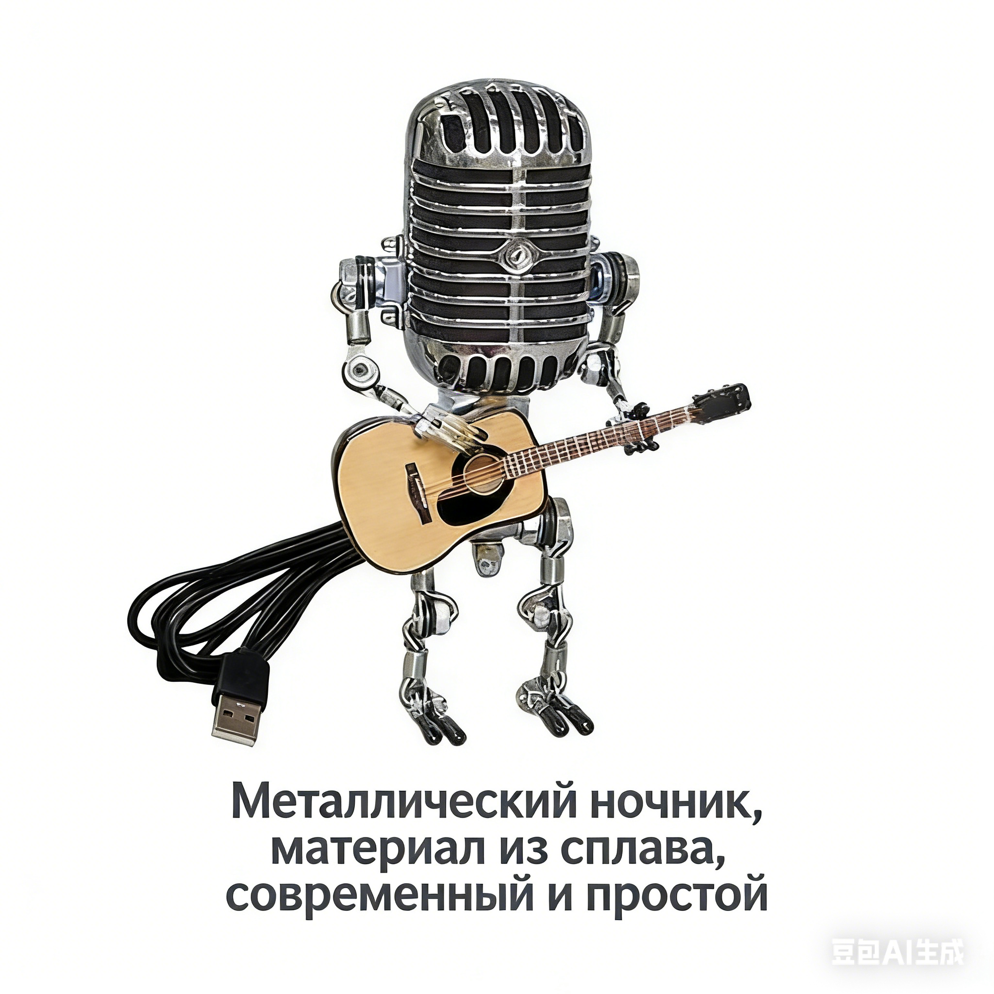 Металлическое украшение-ночник в форме микрофона, 20*10*8 см, желтая гитара