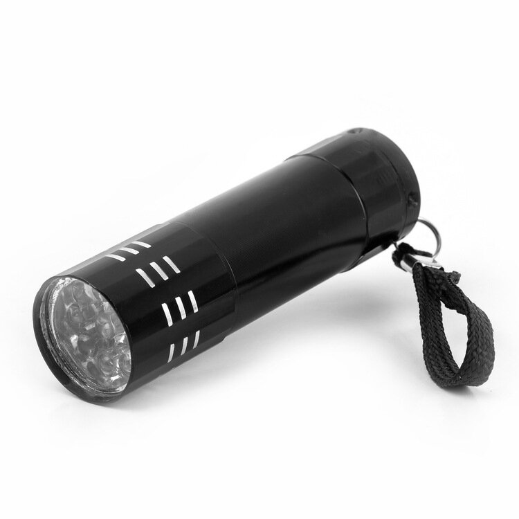 Фонарь Junyao 9LED с фиолетовым светом 395 нм, ультрафиолетовый, портативный, ручной, для мобильных телефонов