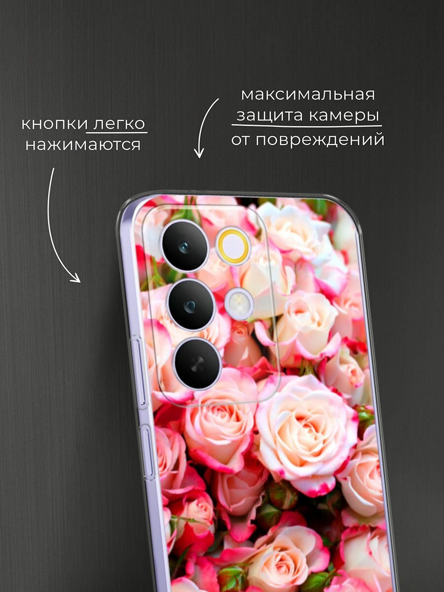 Силиконовый чехол на Realme C85 / Реалми C85 с принтом Много роз — фото 1
