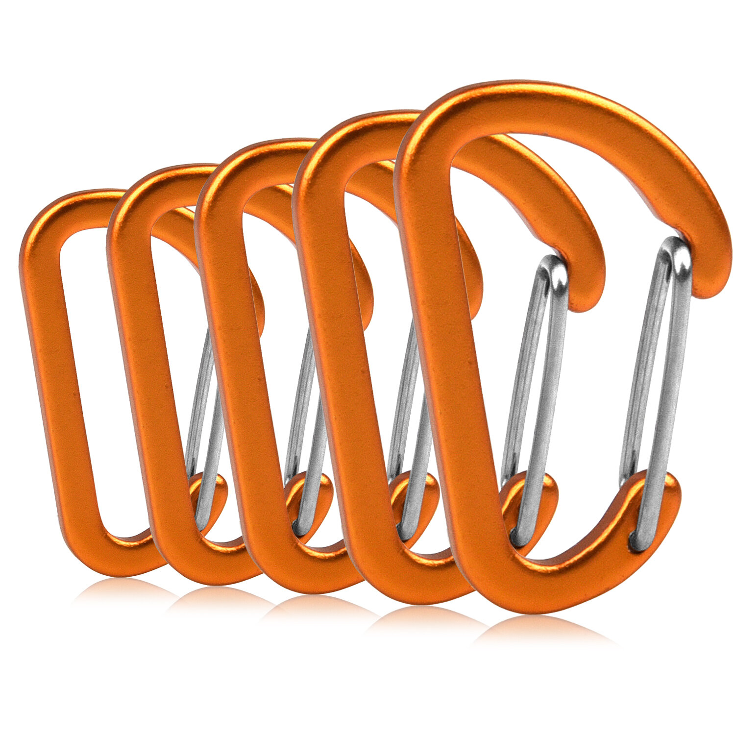 Карбин-крючок маленький из легкого алюминиевого сплава формой D, 5 штук, для походных рюкзаков, брелоков, цепей, веревок, бутылок с водой, цветы: золотистый, черный, синий, размер 4x0,4x2,5 см