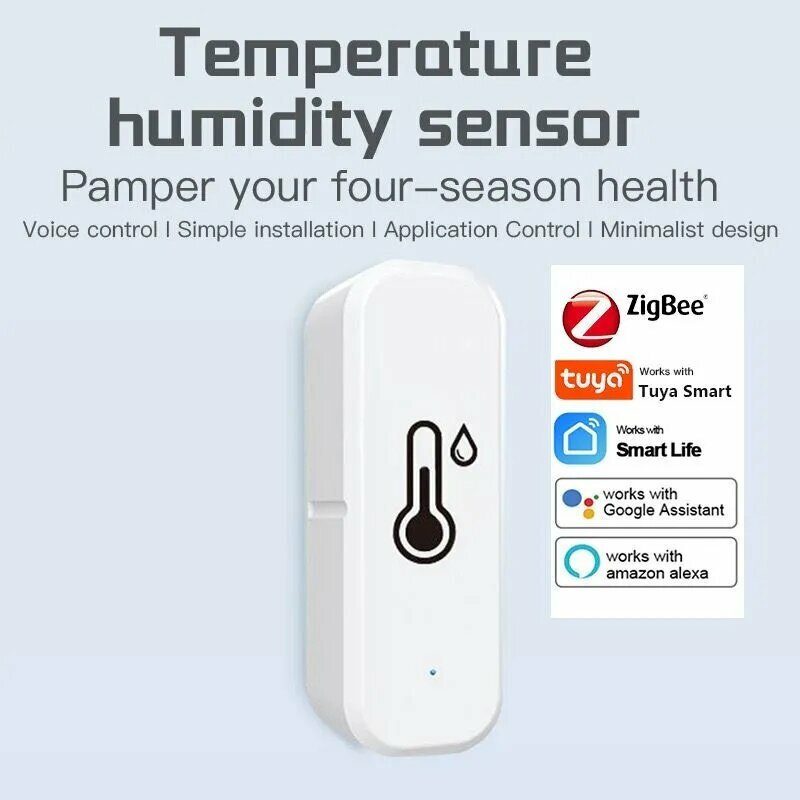 Интеллектуальный датчик температуры и влажности Tuya Zigbee с функцией сигнализации о высокой и низкой температуре