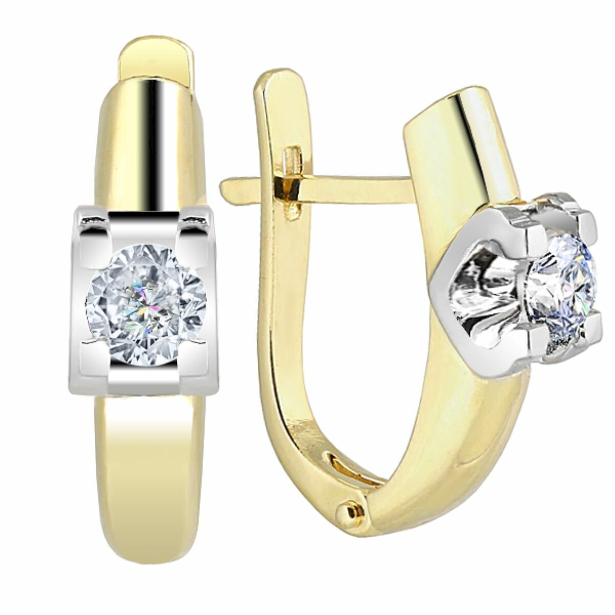 Серьги, желтое золото, 585 проба, бриллиант