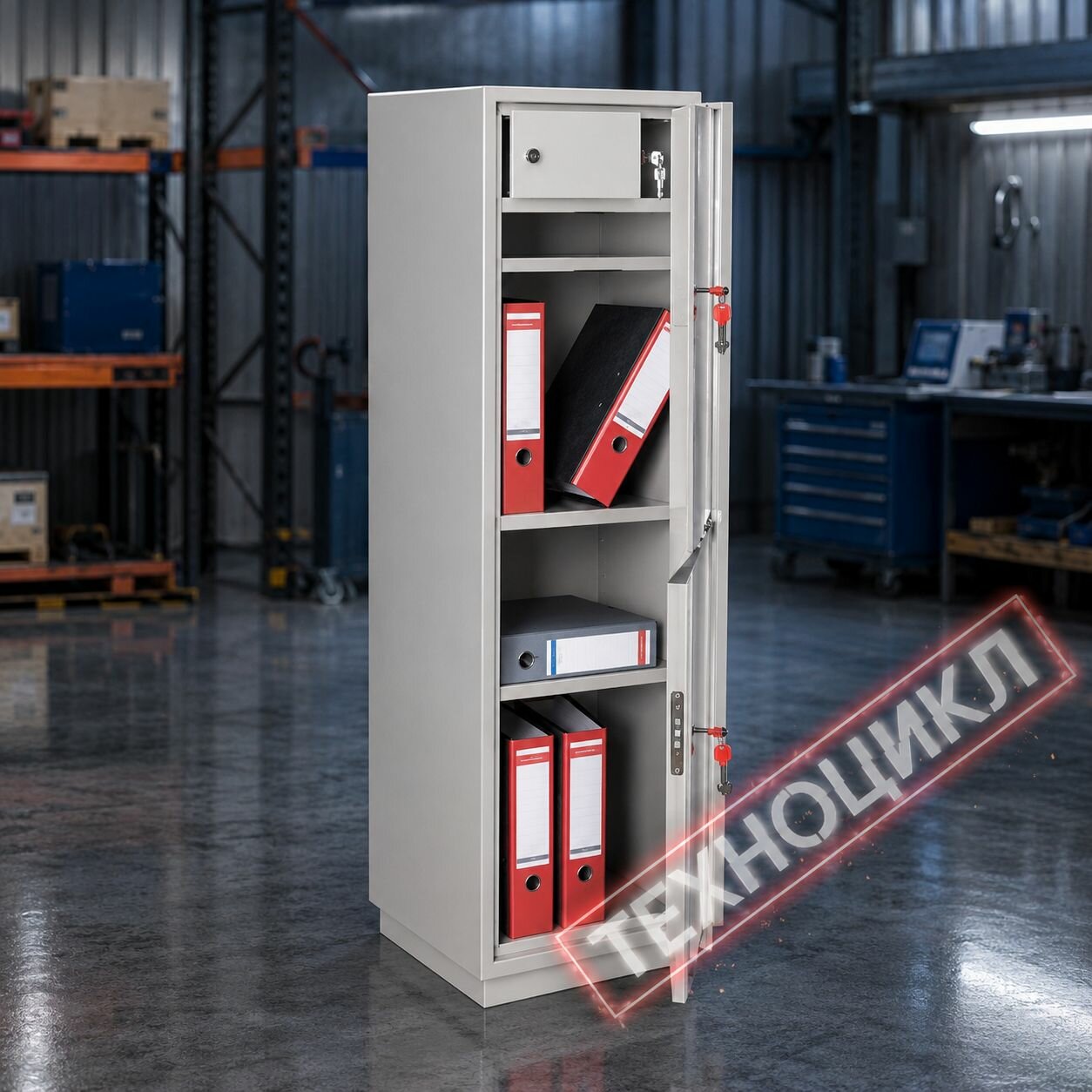Шкаф бухгалтерский металлический техноцикл КБС-021тн, 1252х420х350 мм, серый
