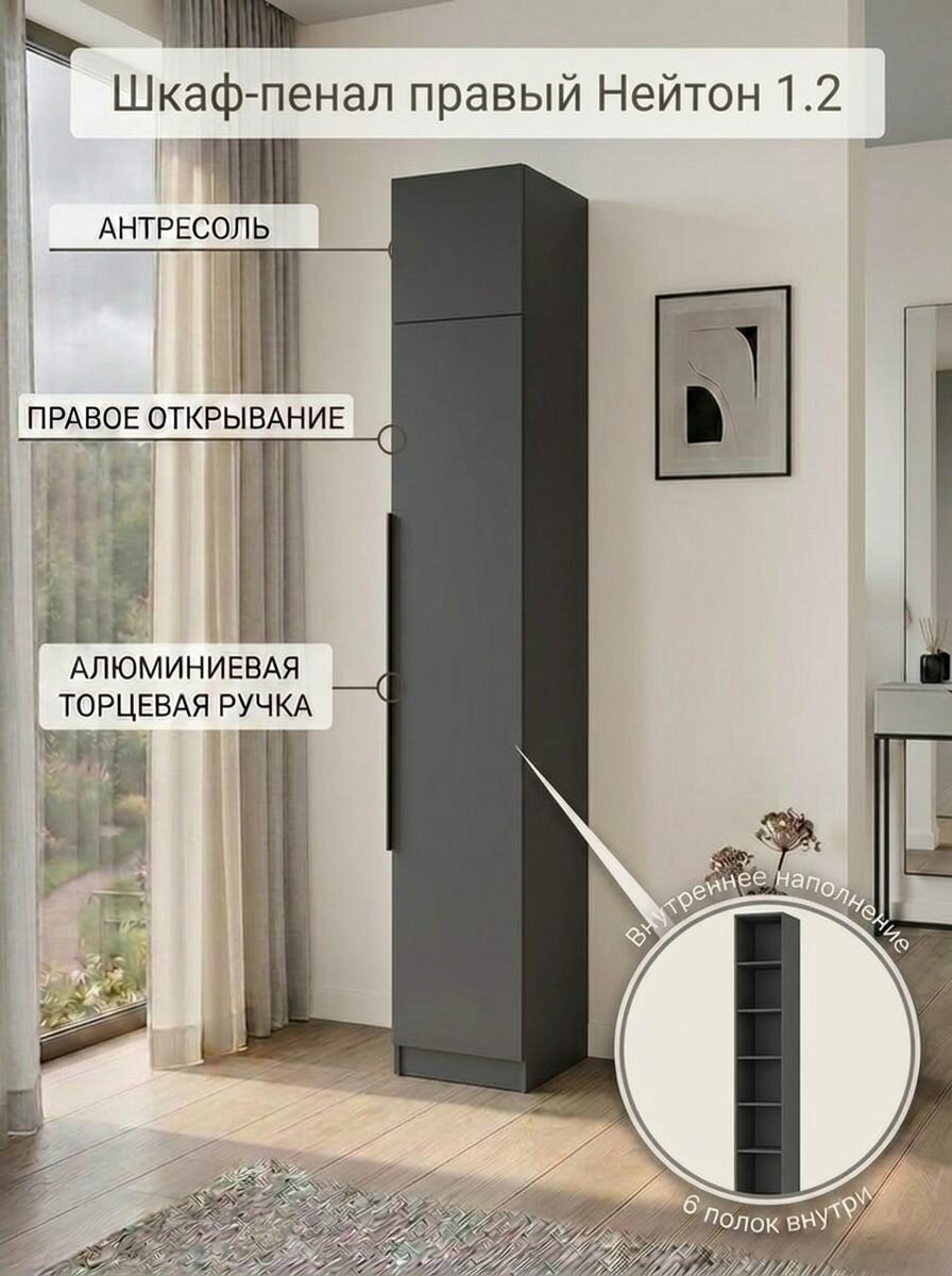 Шкаф-пенал правый Нейтон 60-52-220 графит белье