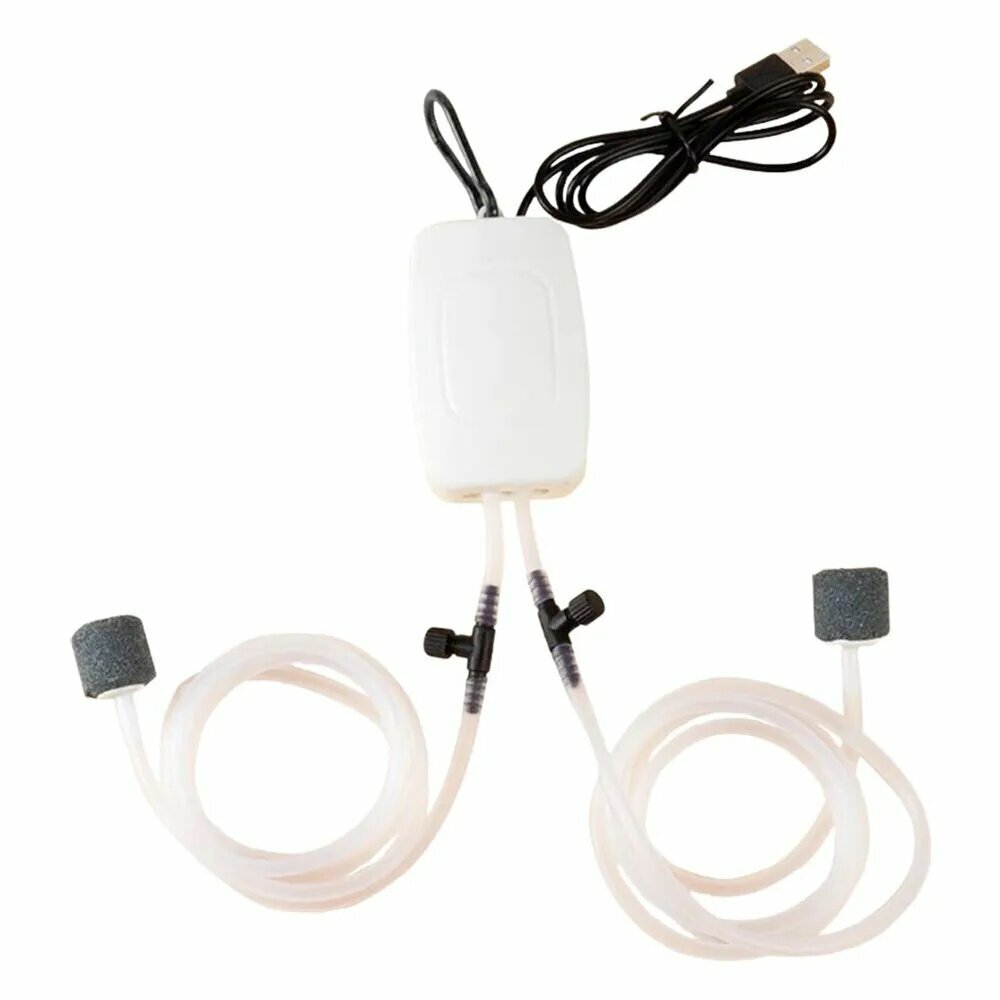 Компактный тихий аквариумный аэратор с двумя выходами, USB-подключение