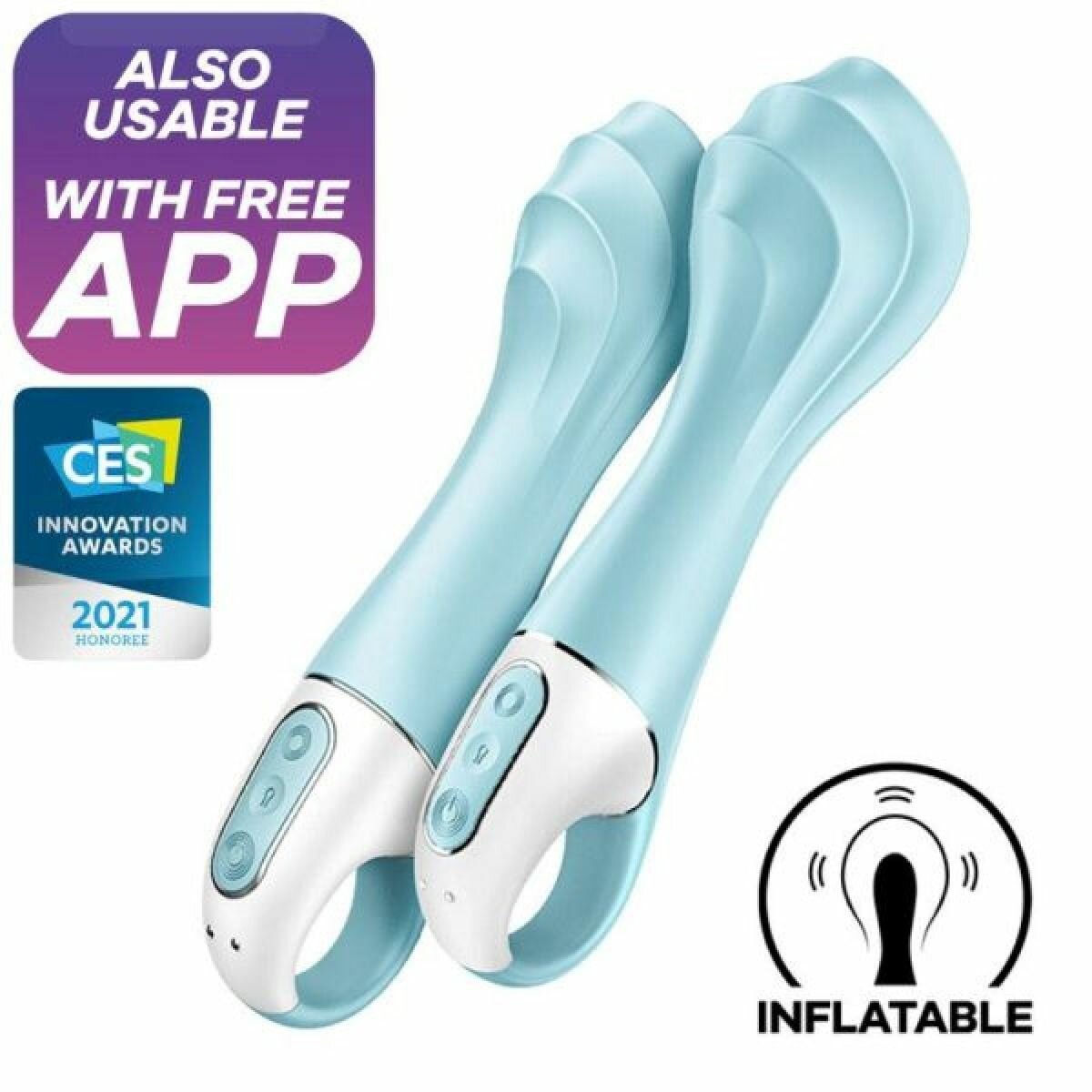 Надувной перезаряжаемый вибромассажер Air Pump Vibrator 5 Connect App 12 режимов вибрации