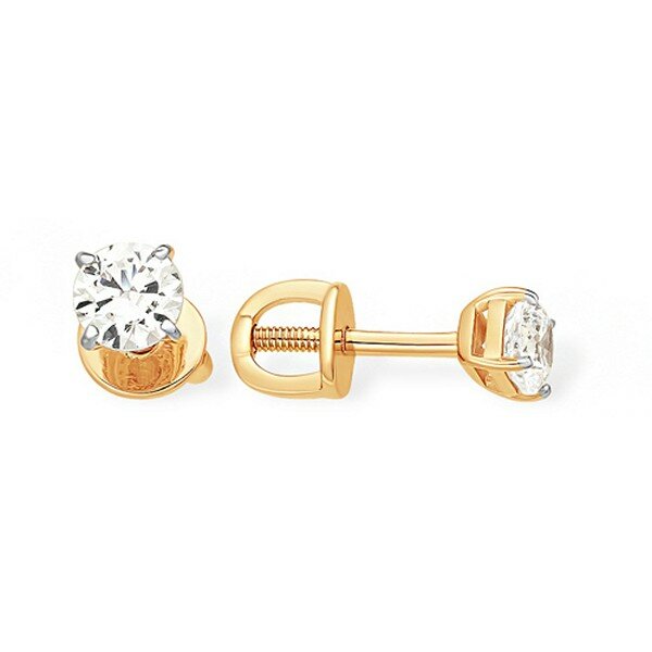 Серьги, красное золото, 585 проба, фианит