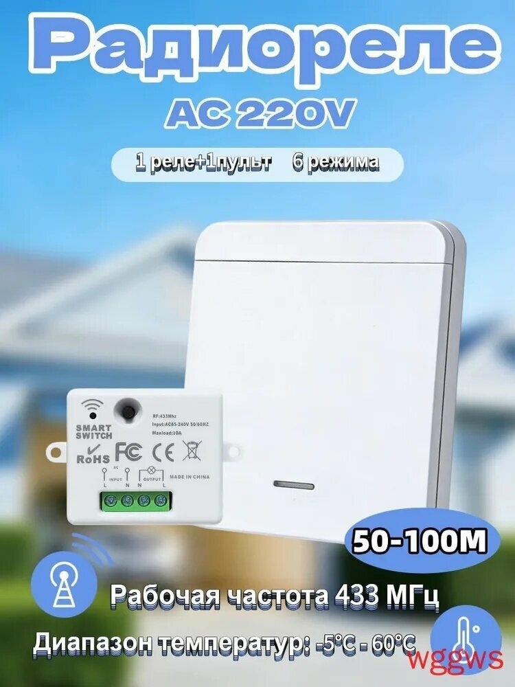 RF 433 МГц беспроводной настенный пульт дистанционного управления, мини-реле приемника, переключатель светодиодной лампы(Реле + пульт дистанционного управления)