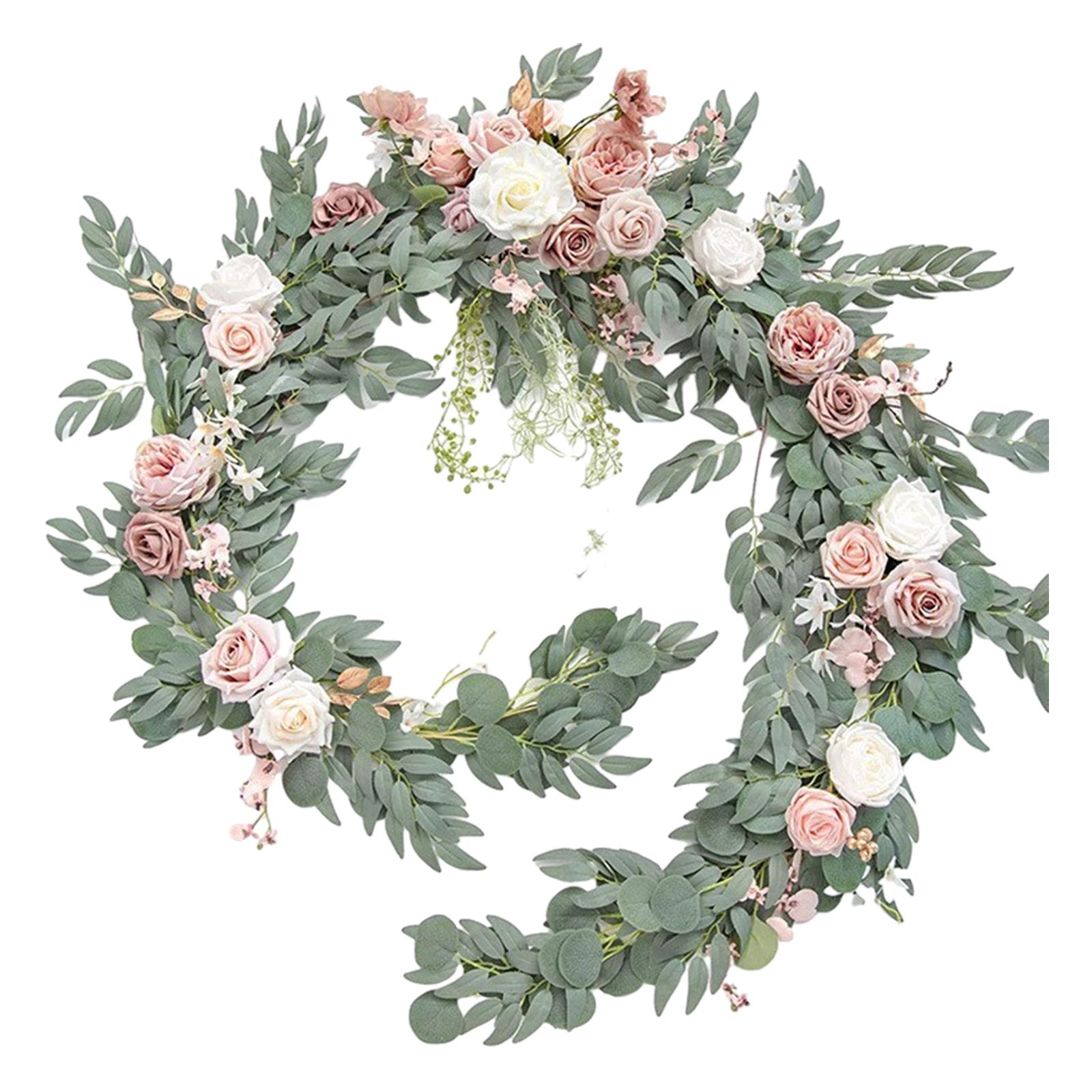 Искусственная гирлянда из эвкалиптов для свадебного фона на открытом воздухе, розовая.