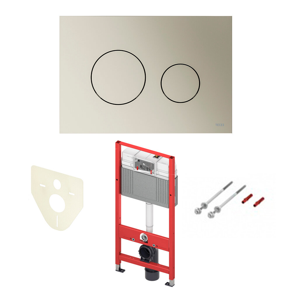 Инсталляция TECEbase 2.0 в комплекте с пластиковой панелью (кнопкой) смыва TECEloop, никель металлик, K440935