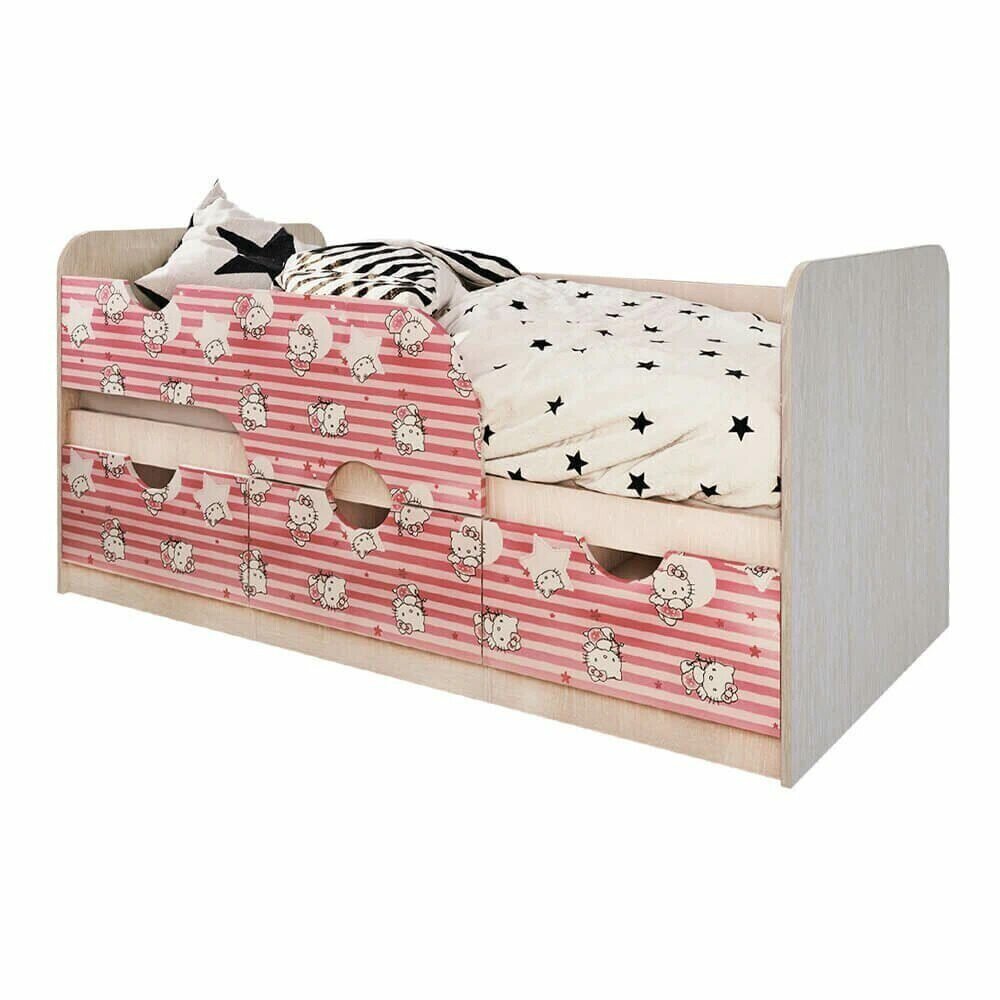 Кровать детская «Минима» 80х180, дуб атланта/Хеллоу китти (1892х850х770)