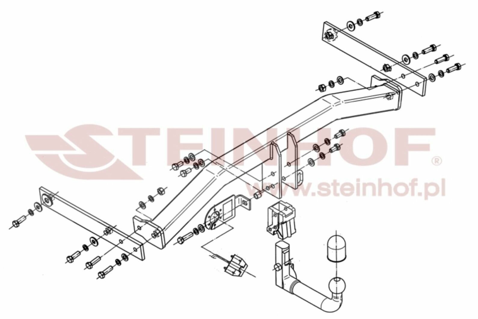 Фаркоп на Volkswagen Tiguan 2007-2016 (паспорт и сертификат в комплекте)(без электрики) Steinhof. V-129