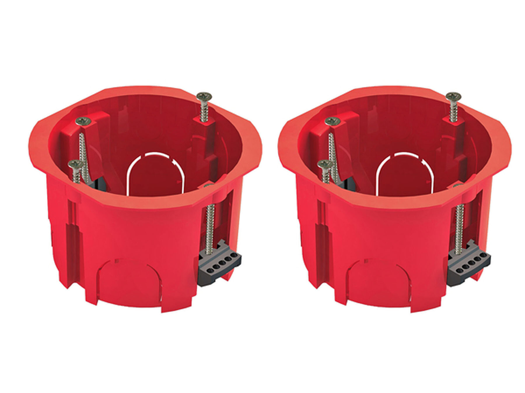 Подрозетник (GE40022-R) для гипсокартона d68х45 мм 5 вводов красный IP20 с пластмассовыми лапками безгалогенный (2 шт.)