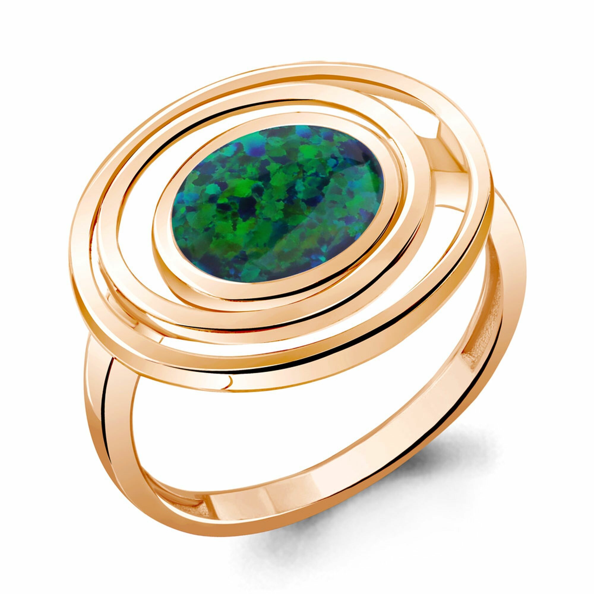 Кольцо, серебро, 925 проба, золочение, опал