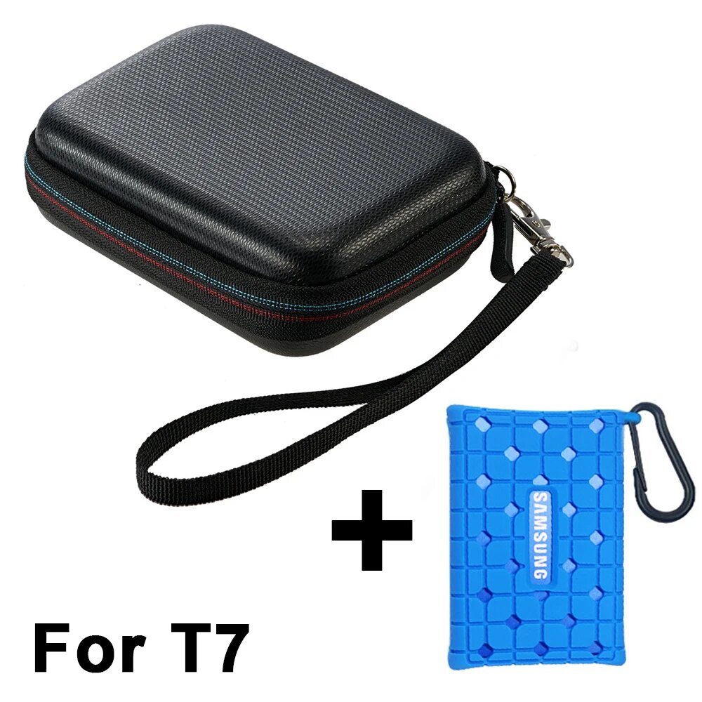 Двойной защитный чехол Ryintic для Samsung T7/T7 Touch/T7 Shield/T9 SSD For T7 Black Blue