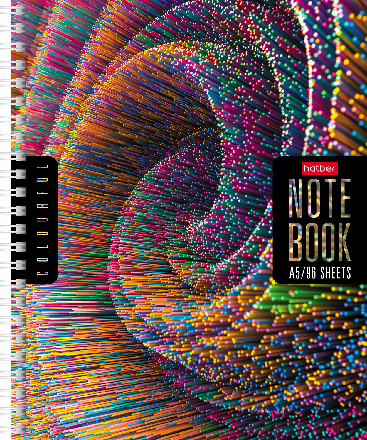 Набор тетрадей Hatber 96 листов в клетку на гребне перфорация на отрыв, многоцветный срез, 4 дизайна/4 штуки -Colorful line-