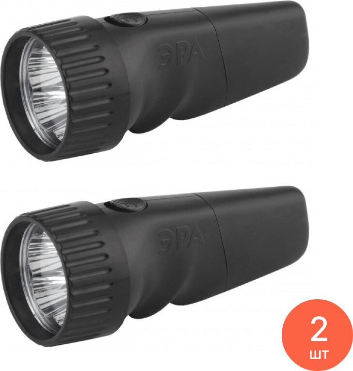 Фонарь ручной ЭРА SDA30M 40Лм с прямой подзарядкой 220V, 5 LED NiMH 1.6Ah, пластик черный, Б0020022 / светодиодный / аккумуляторный (комплект из 2 шт)