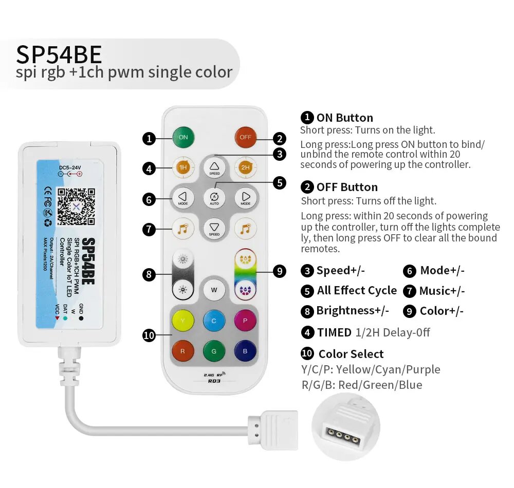 LOAMLIN RGB Контроллер WS2812 SK6812 Bluetooth Wi-Fi Голубой, SP54BE