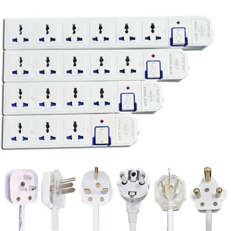 Удлинительный шнур 3500 Вт, 1,5 м, универсальный штекер Европейская вилка (EU Plug), 6 AC SOCKET