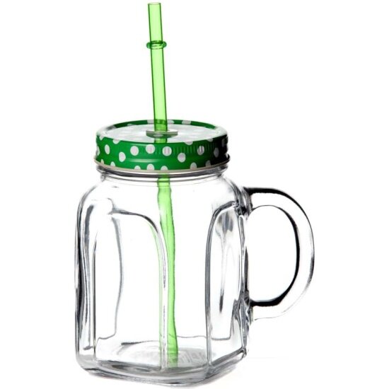 Кружка-банка Pasabahce Homemade с зеленой крышкой, объем 450 мл. (80388GR)