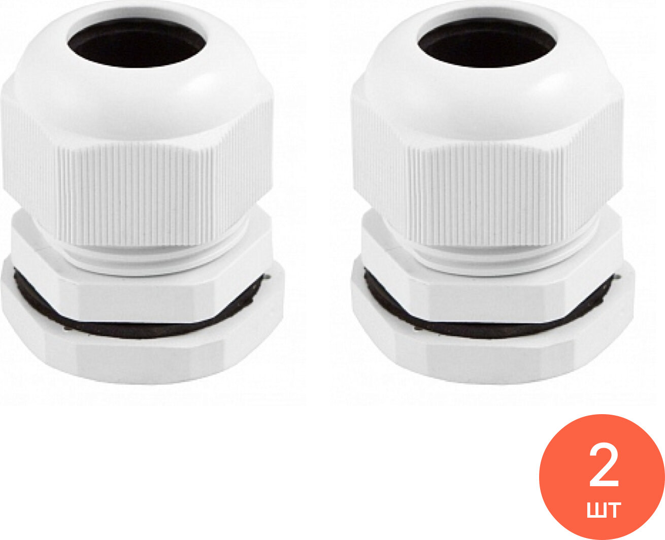 Сальник Техэнерго для ввода кабеля в щитовое оборудование, пластиковый серый, степень защиты IP54, резьба PG 63, диаметр 42-48мм / электрика (комплект из 2 шт)