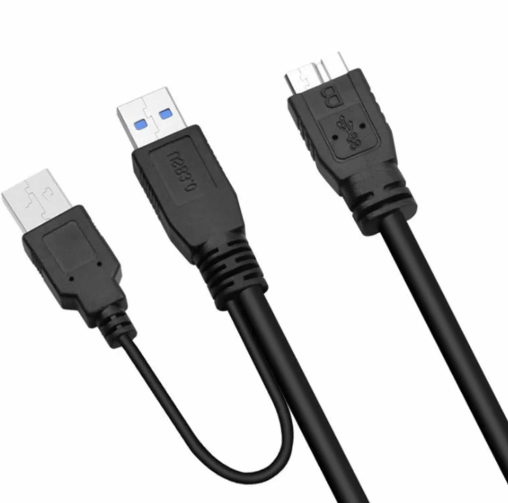 Кабель для внешнего жесткого диска HDD (USB 3.0/microUsb 3.0) 50см с дополнительным питанием