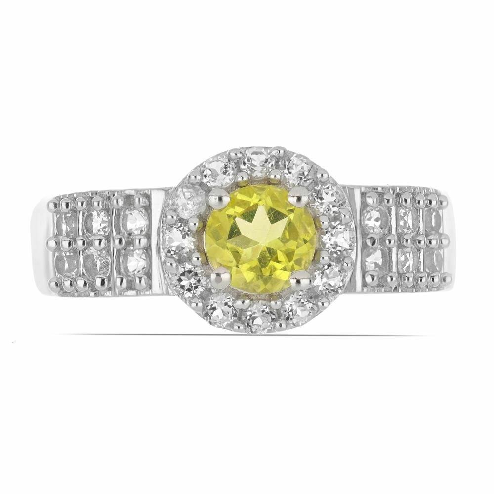 Кольцо, серебро, 925 проба, родирование, топаз, кварц