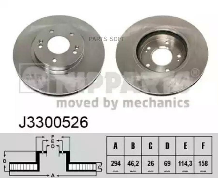 NIPPARTS J3300526 Диск торм Hyundai Santa Fe I 2001-2006 ()