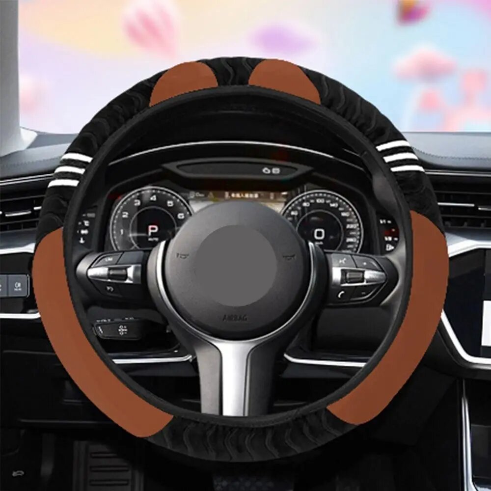 Зимний теплый чехол на руль автомобиля, мягкий меховой плюшевый чехол для автомобильных Coffee