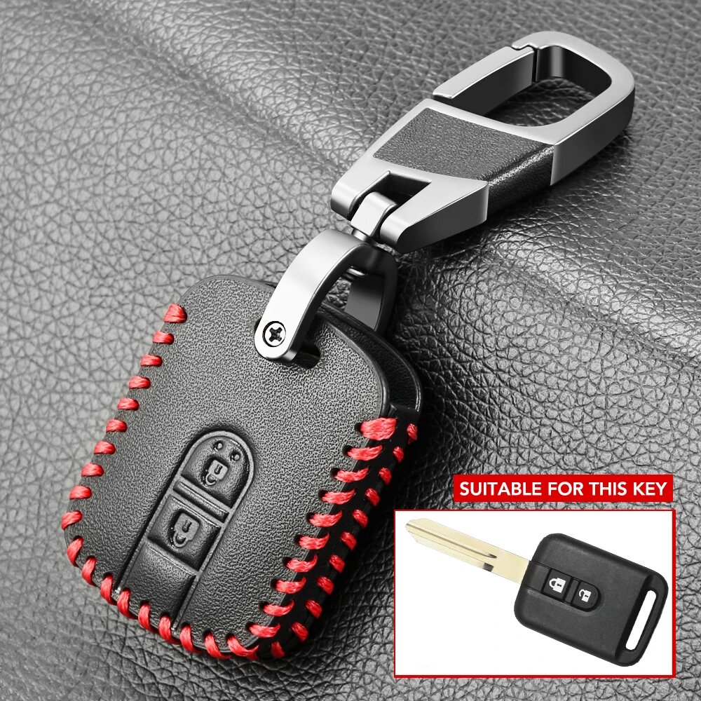 Кожаный чехол для ключей Nissan Tiida X-Trail Pathfinder Navara Qashqai Primera p12 Kashkay J10, 2-кнопочный пульт дистанционного управления, чехол для автомобильного ключа